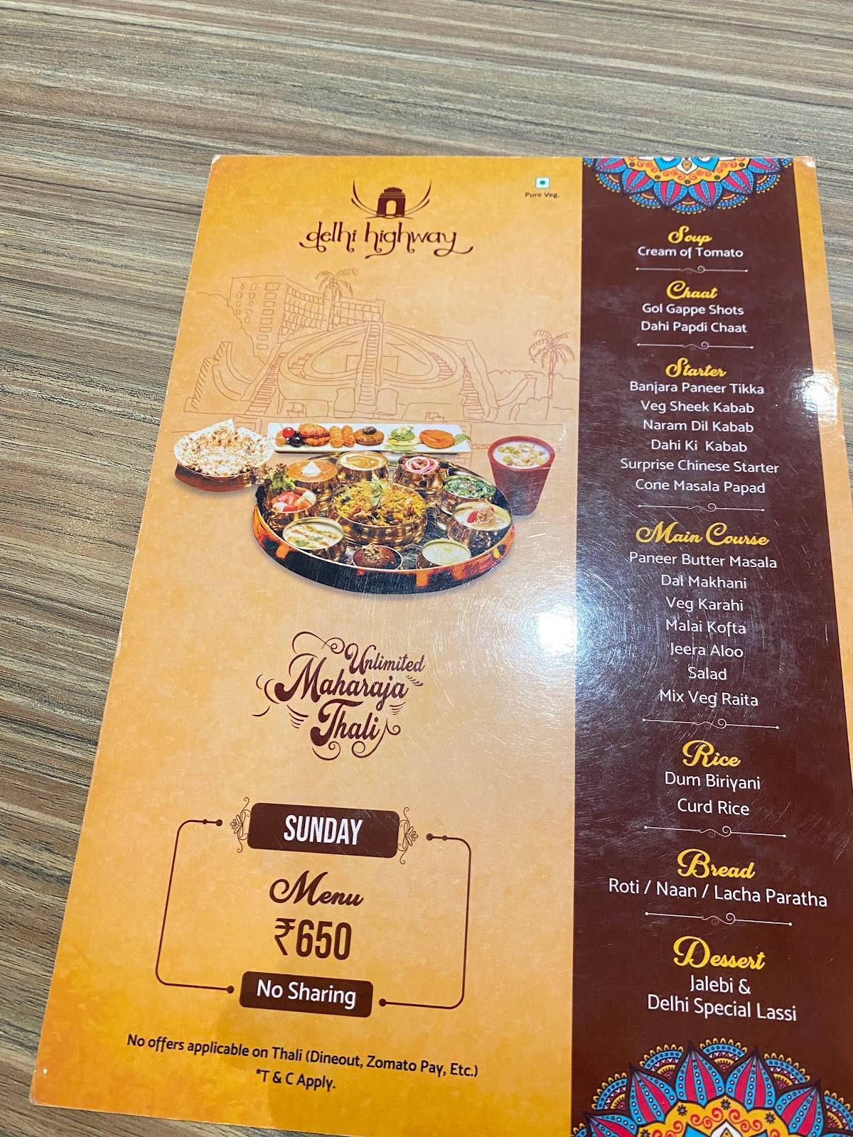 Menu at Delhi Highway Restaurant, Chennai, 5
