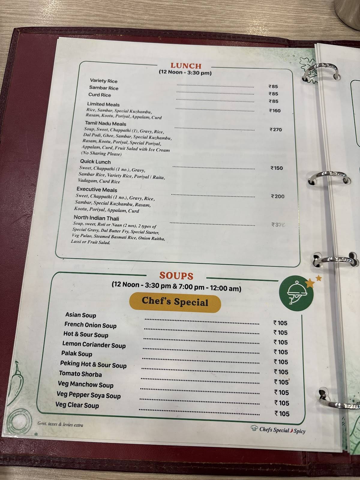 Menu at Geetham Veg Restaurant, Chennai, 102/82