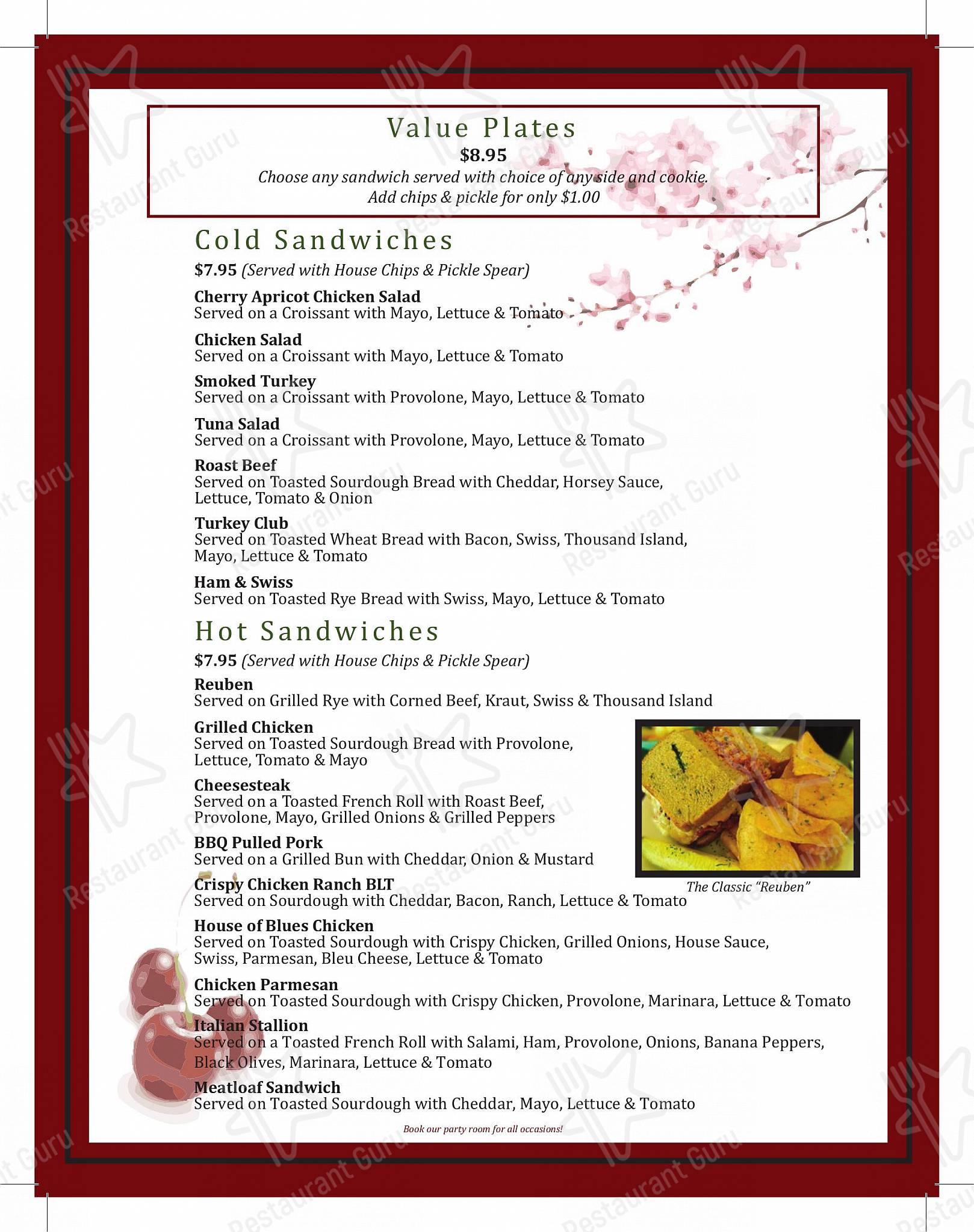 Menu at Cherry House Cafe, Beavercreek, Meadow Bridge Dr