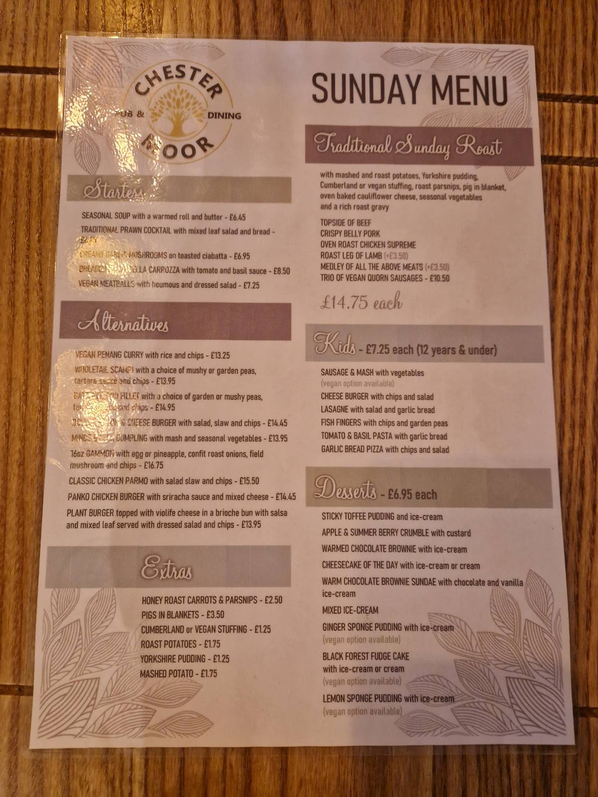 Menu at Chester Moor pub & bar, Chester-le-Street, Front St