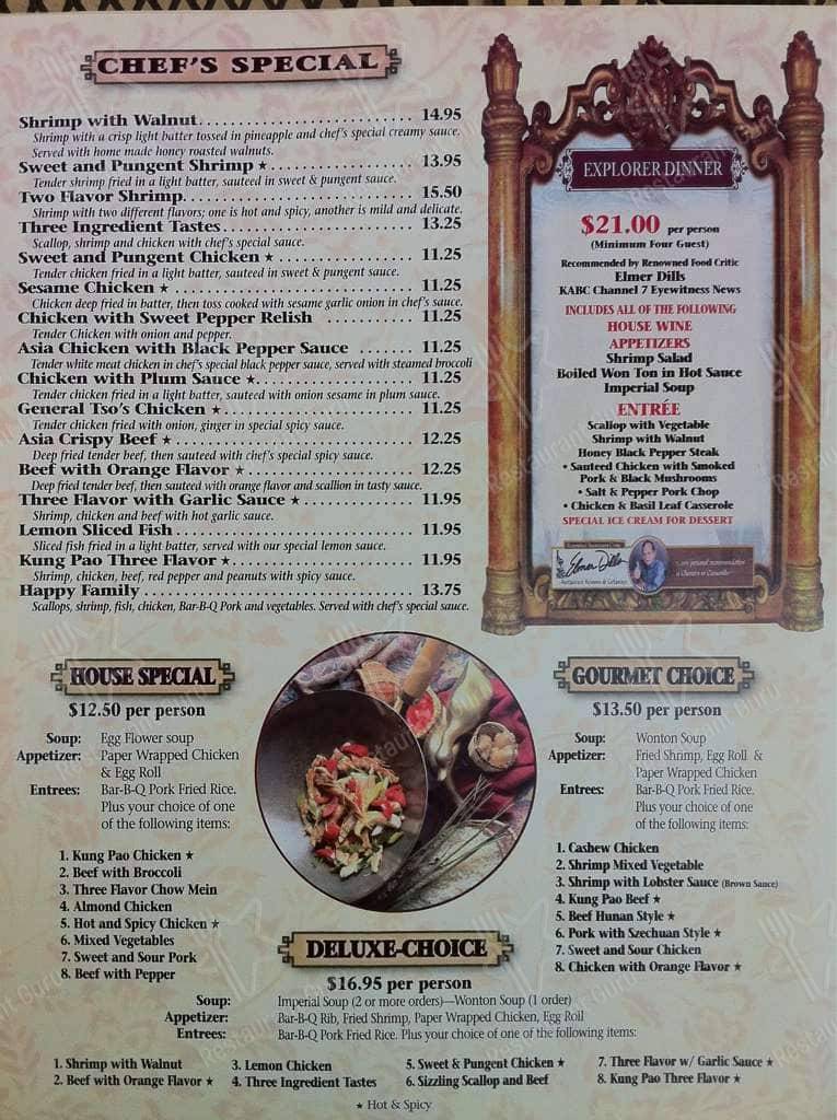 Menu at Chester's Asia Chinese Restaurant, Camarillo