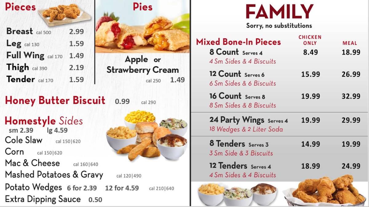 Menu at Chester's Chicken restaurant, East Longmeadow