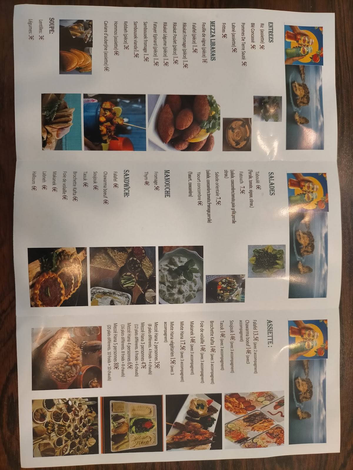 Menu au Chez Anna restaurant, Paris