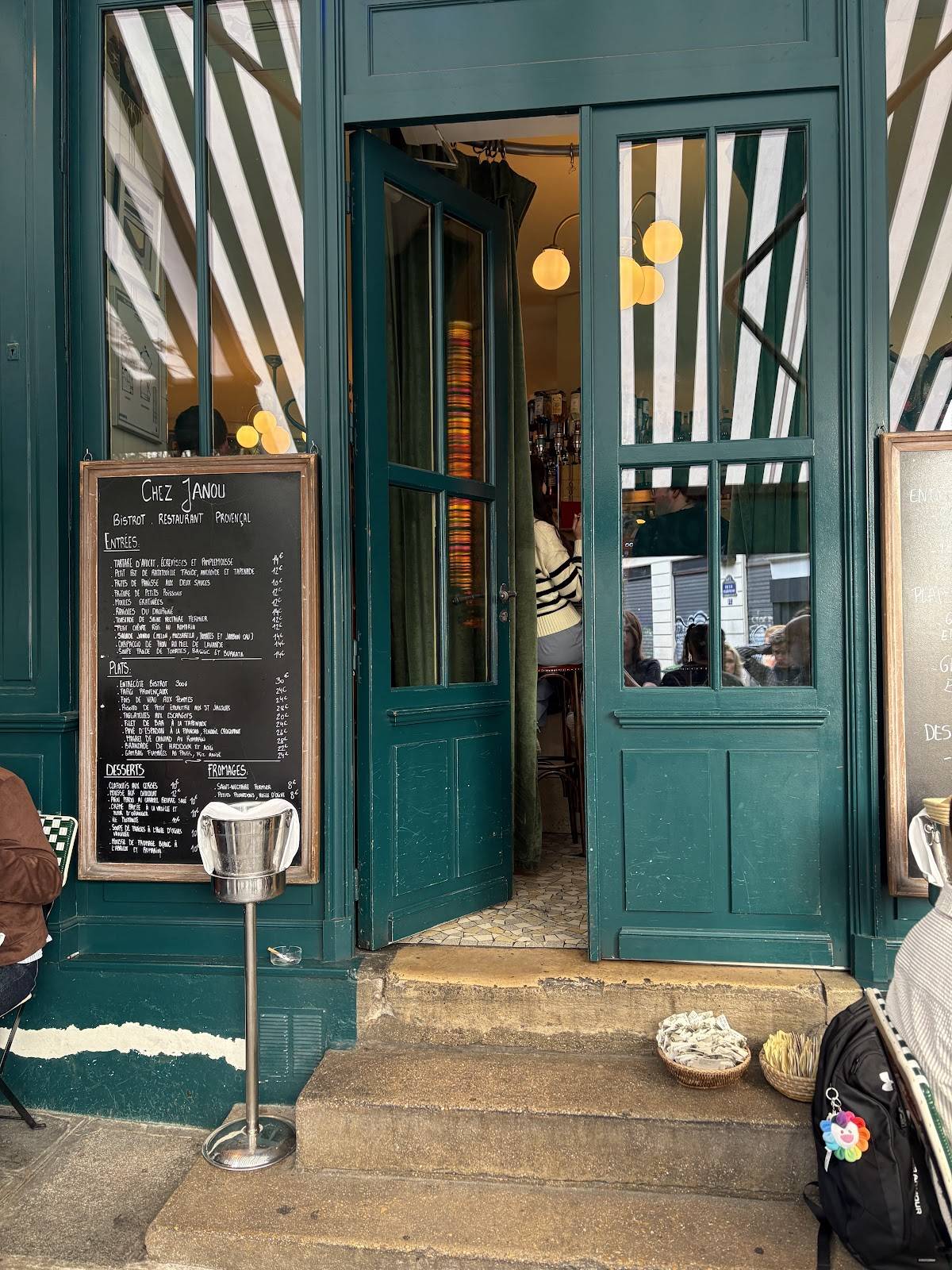 Menu at Chez Janou restaurant, Paris, 2 Rue Roger Verlomme