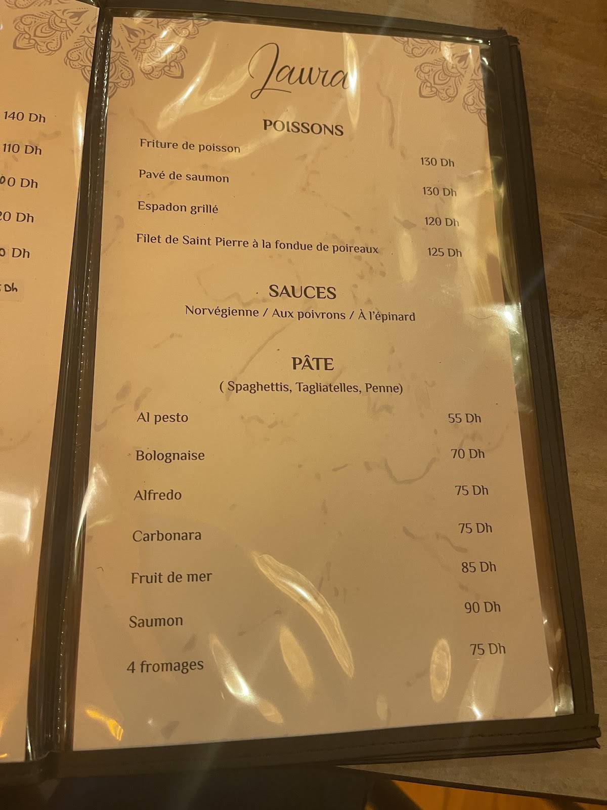 Menu au Chez Laura restaurant, Sidi Bouzid