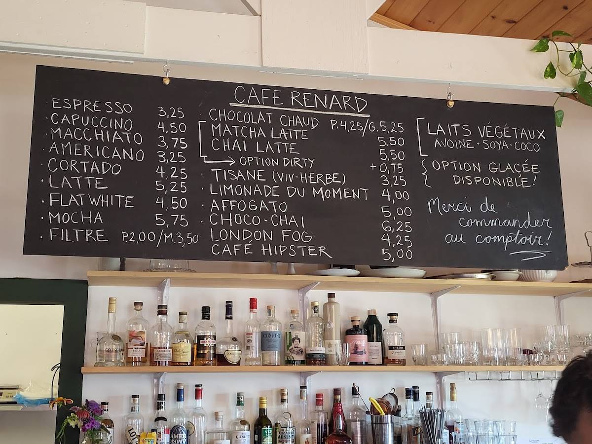 Menu au Chez Renard café, Cap-aux-Meules
