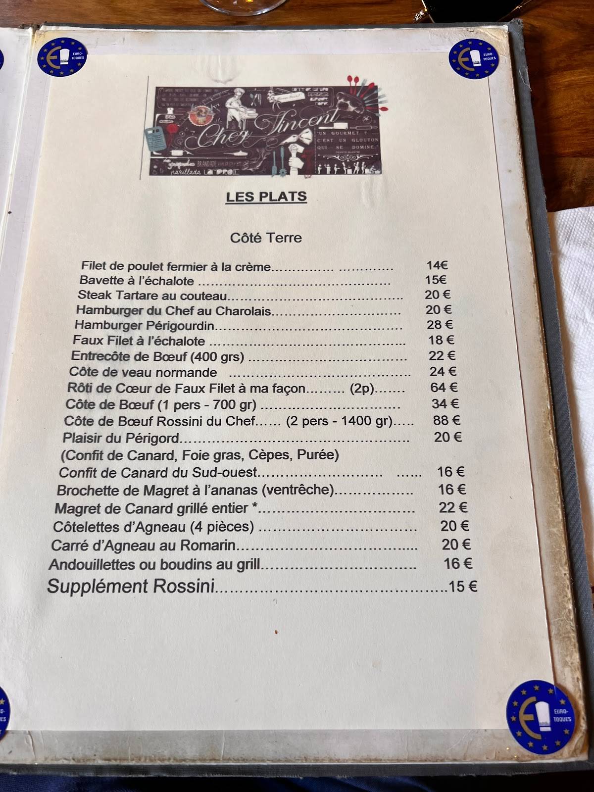 Menu au Restaurant Traiteur Chez Vincent Bègles, Bègles
