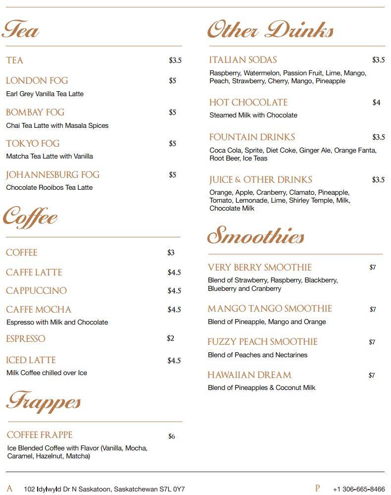 Menu at Chianti Cafe & Restaurant, Saskatoon