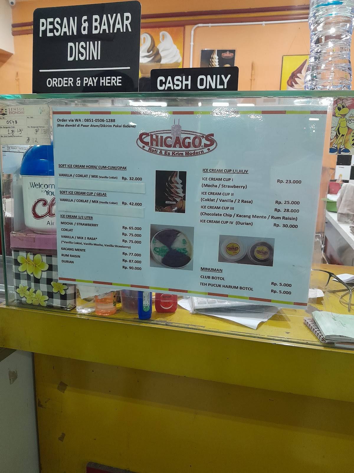 Menu at Chicago's Roti dan Es Krim, Surabaya