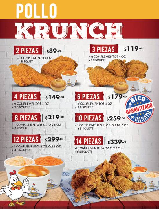 Carta del restaurante Chicken Krunch Totoltepec, Toluca del Lerdo