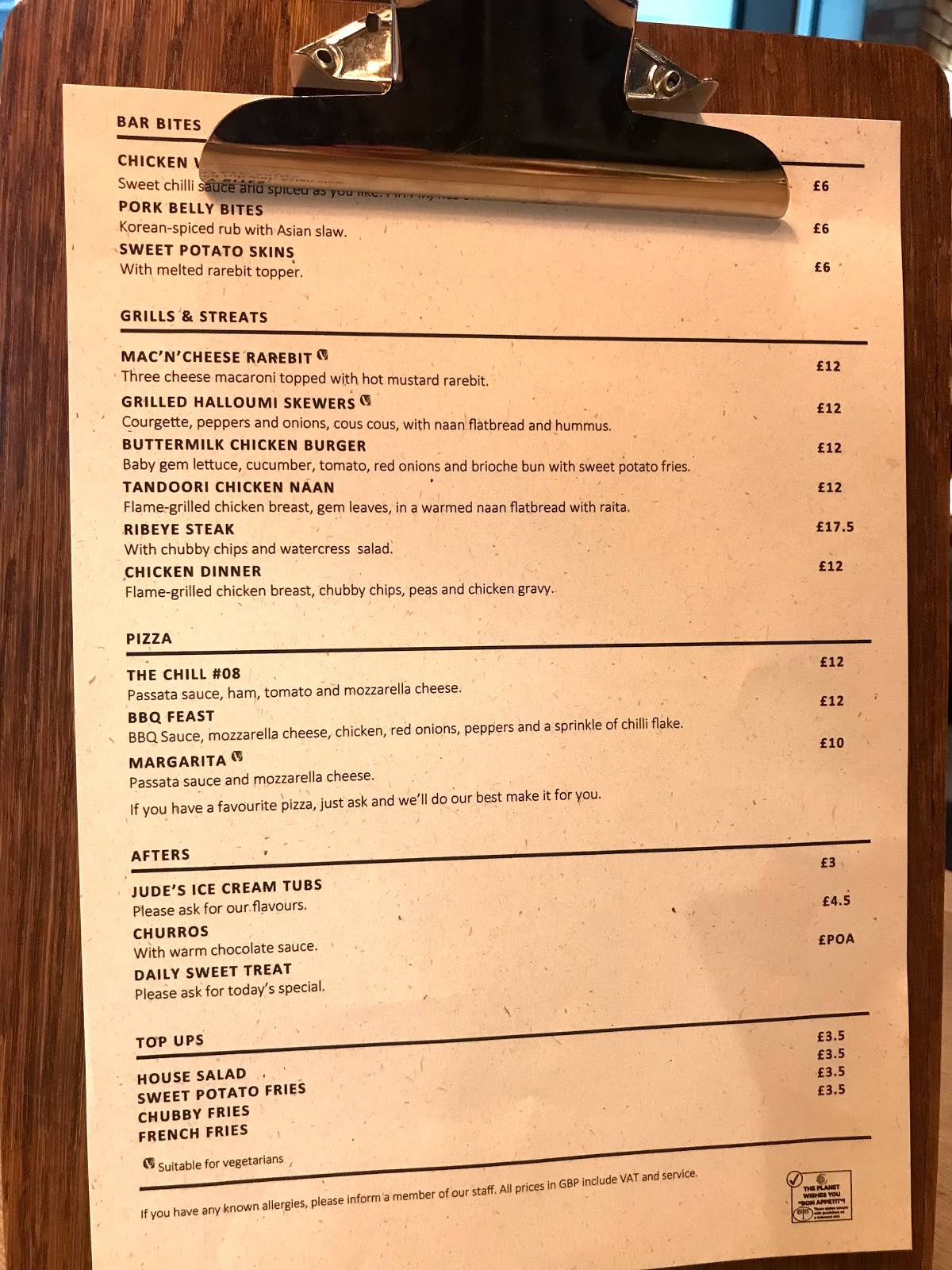 Menu at Chill #08 cafe, London