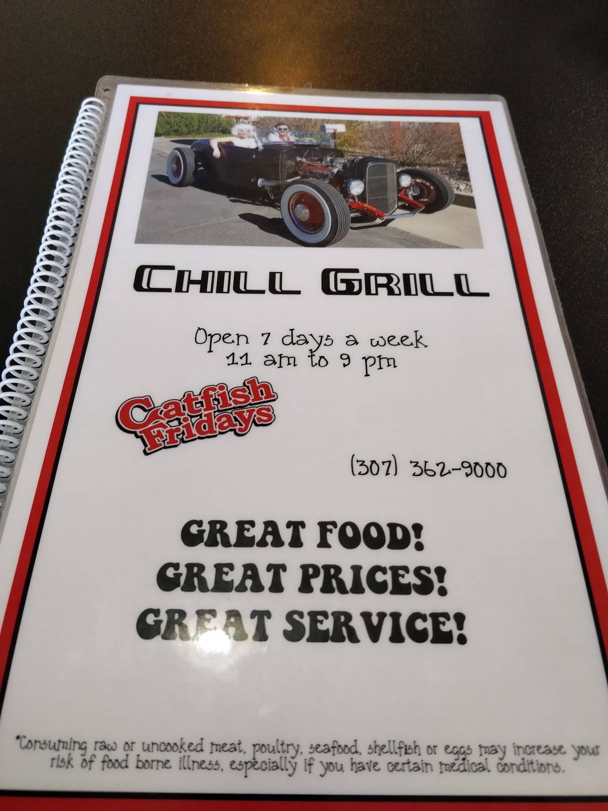 Menu at Chill Grill restaurant, Rock Springs, Elk St