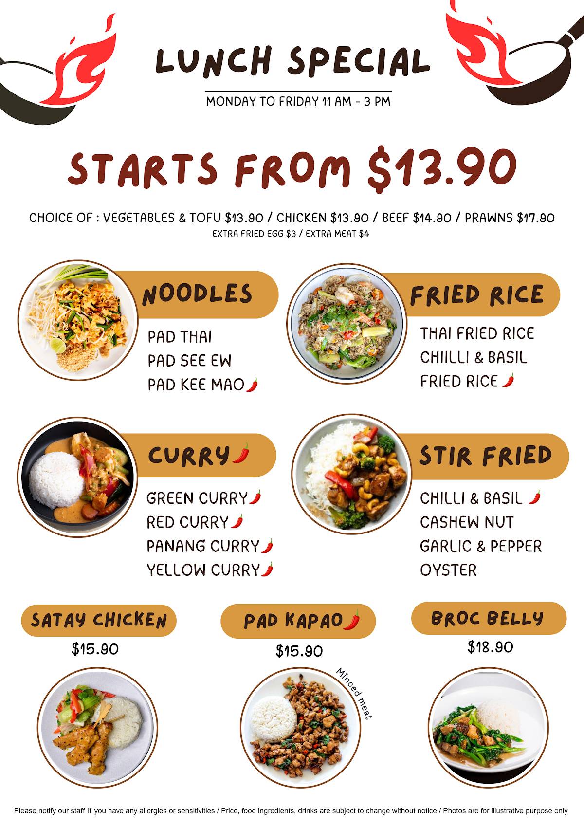 Menu at Chilli & Basil Thai Restaurant, Molendinar