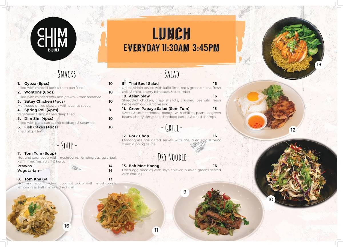 Menu at Chim Chim Randwick restaurant, Randwick