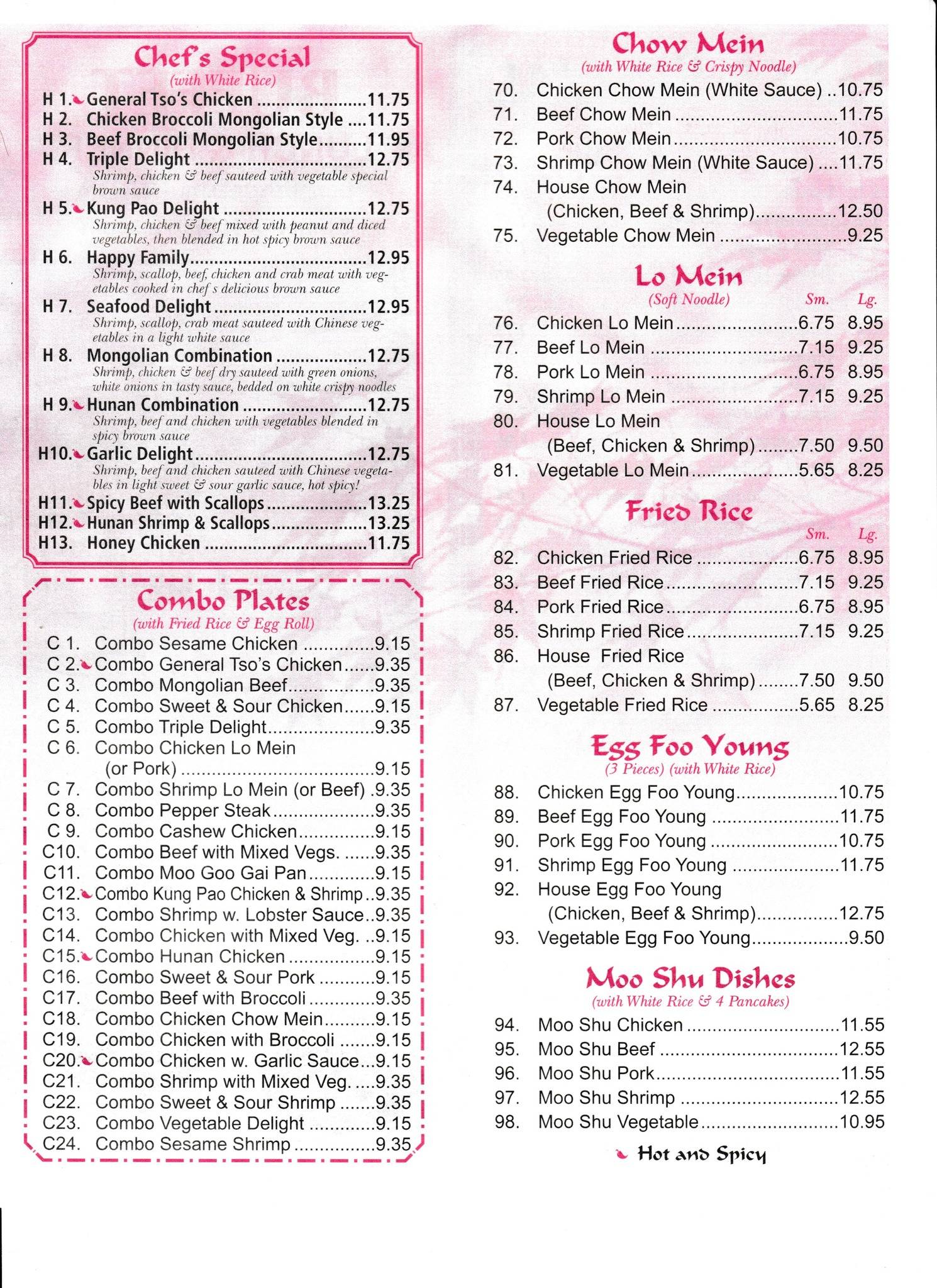 Menu at China Stix restaurant, Springville