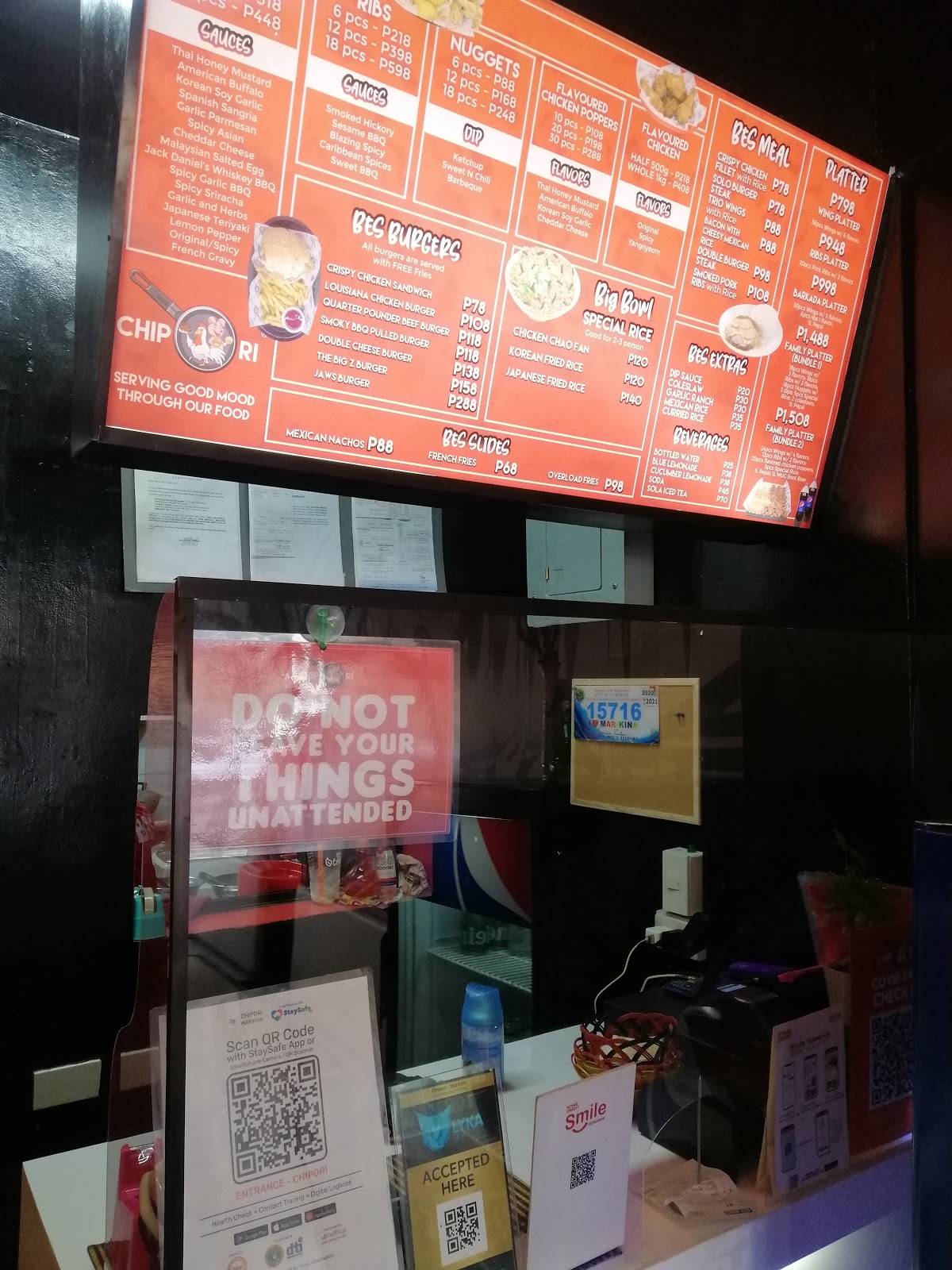Menu at Chipori Marikina (Main Branch) restaurant, Marikina