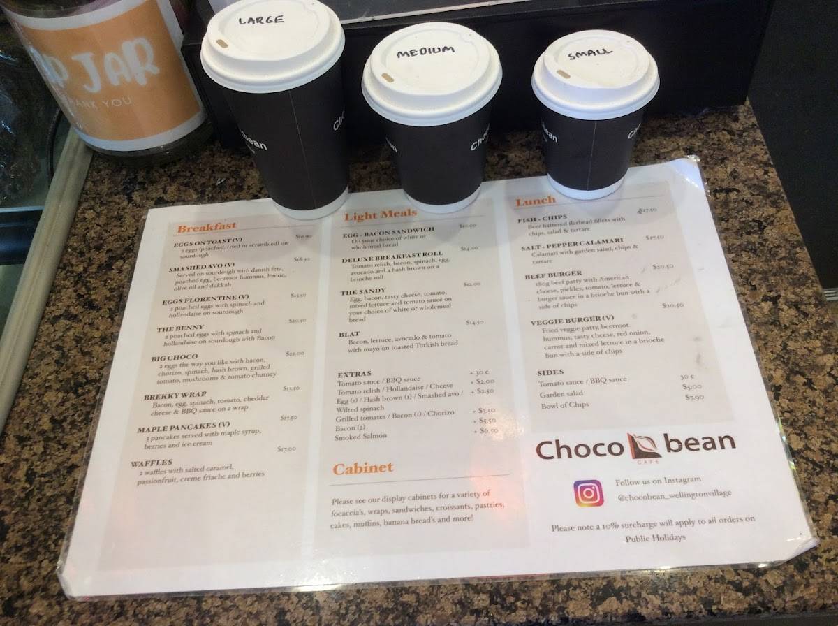Menu at Choco Bean Cafe, Rowville, 4/1100 Wellington Rd