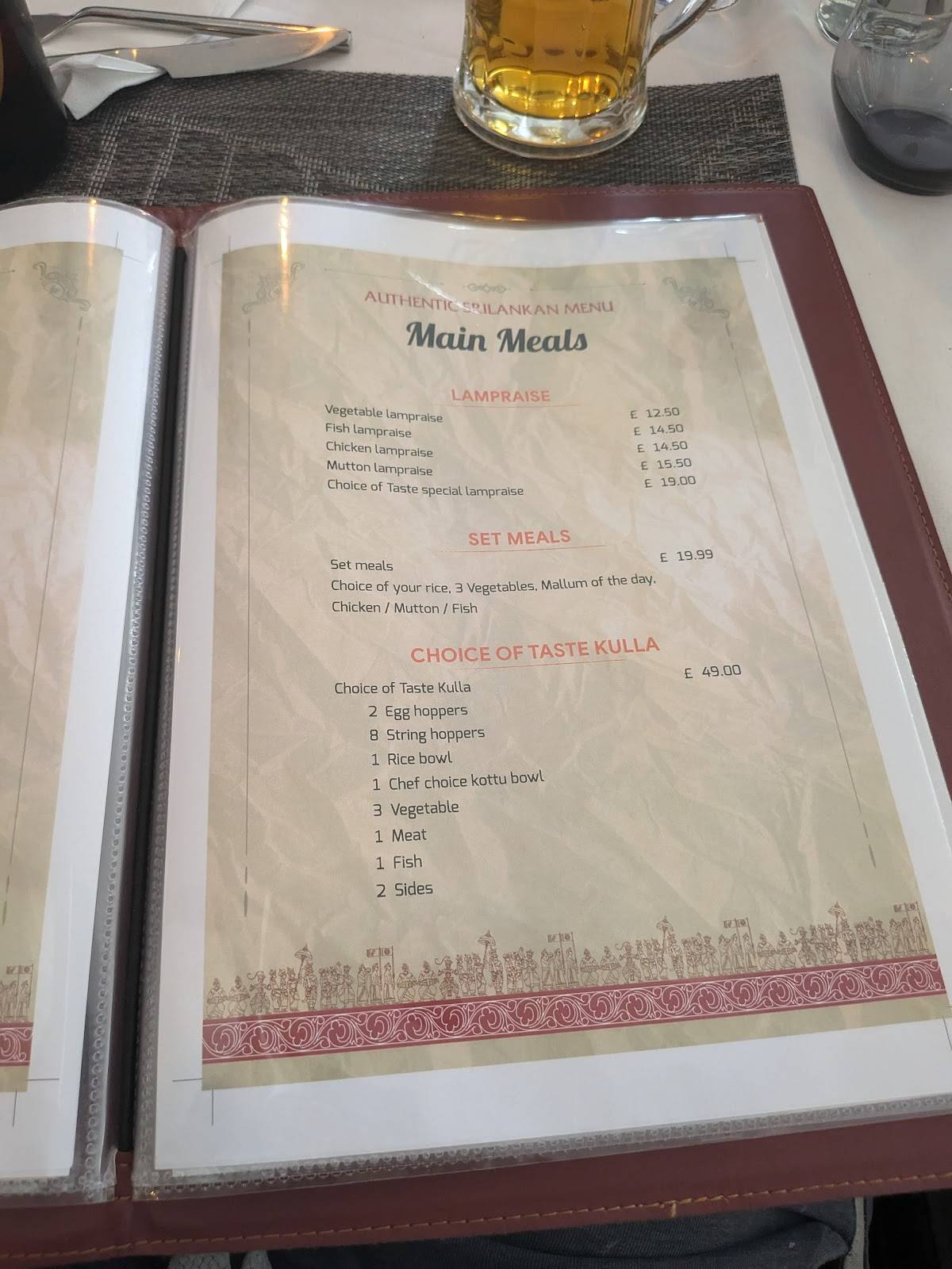 Menu at Choice of Taste Sri Lankan Restaurant - High Wycombe, High Wycombe