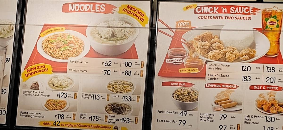 Menu at Chow King restaurant, Bocaue, Petron North Travel Plaza