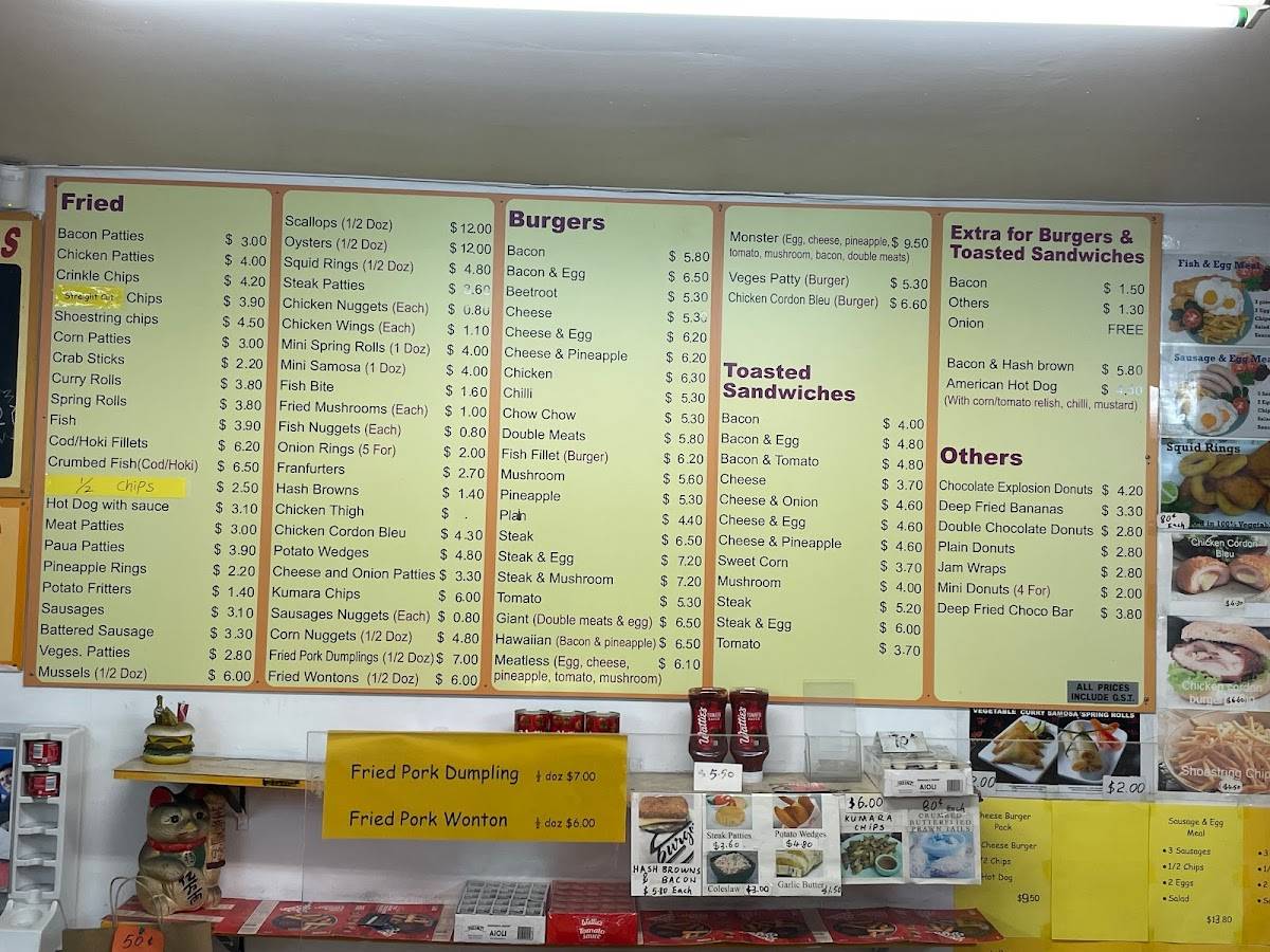Menu at Majors Takeaways Fish & Chip Burger restaurant, Christchurch