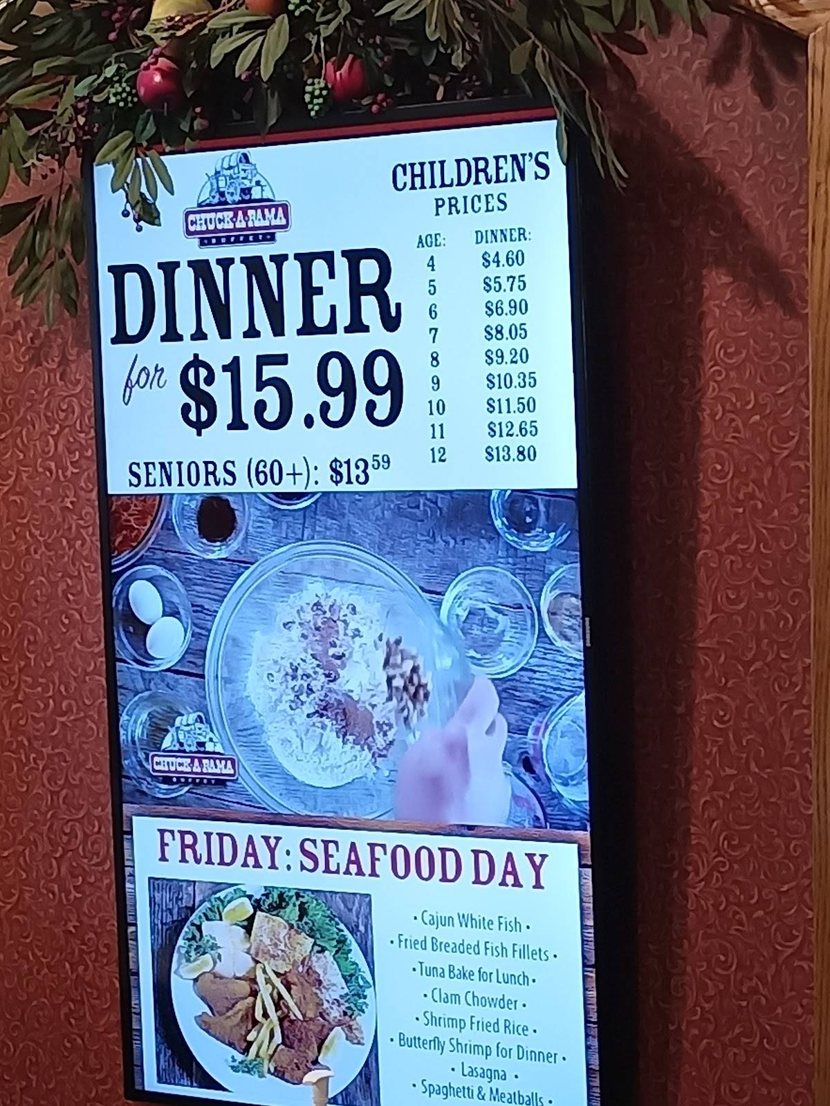 Menu at Chuck-A-Rama Buffet restaurant, Boise