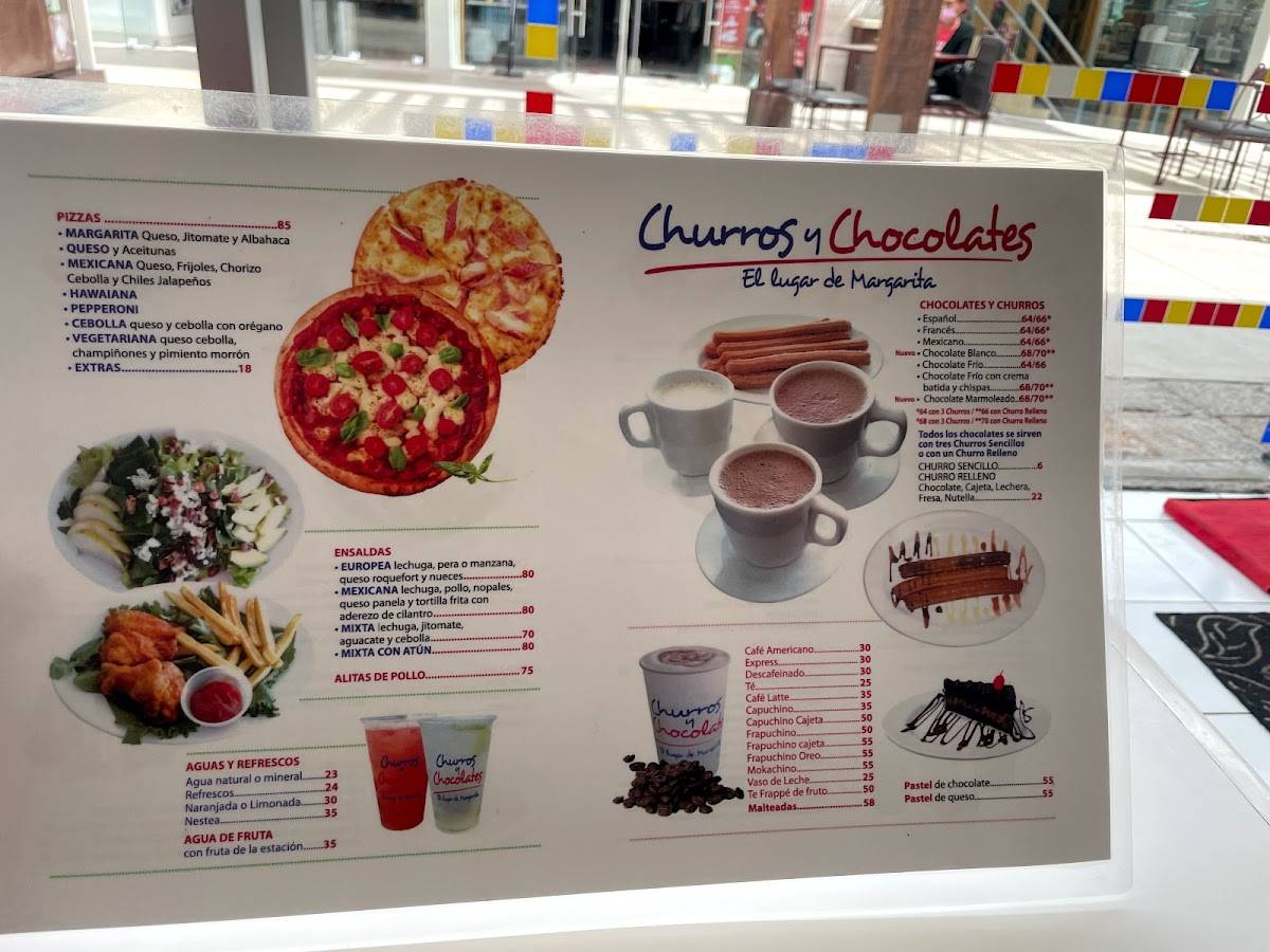 Menu at Churros y Chocolates cafeteria, San Miguel de Allende