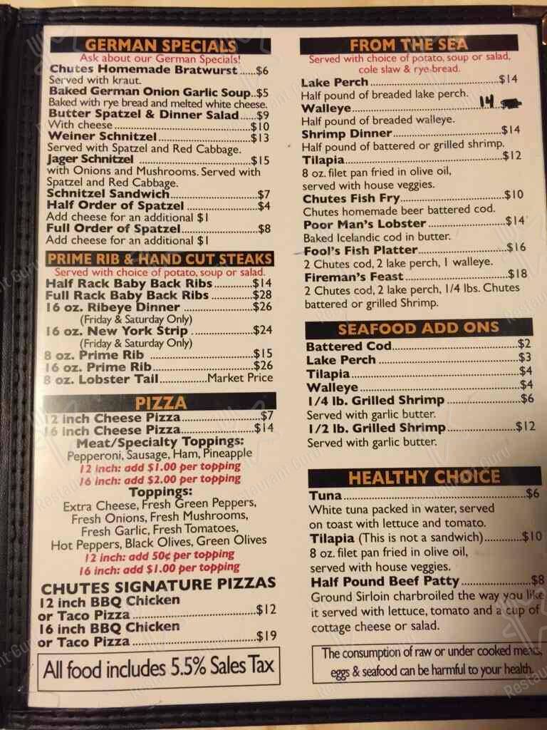 Menu at Chutes & Ladders pub & bar, Kenosha