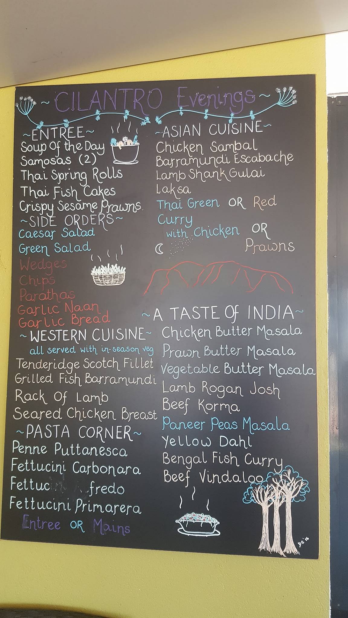 Menu at Cilantro's Bar and Restaurant, Manjimup
