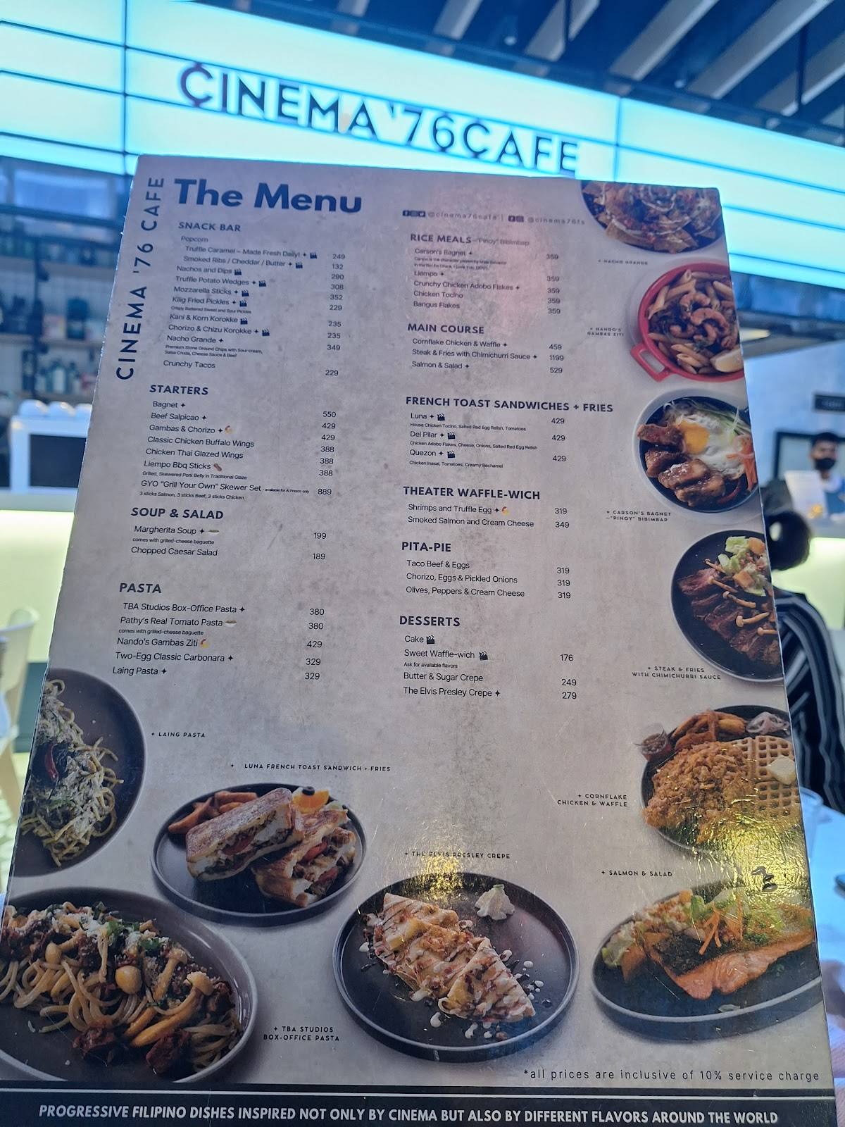 Menu at Cinema '76 Cafe, Quezon City, T. Morato Ave