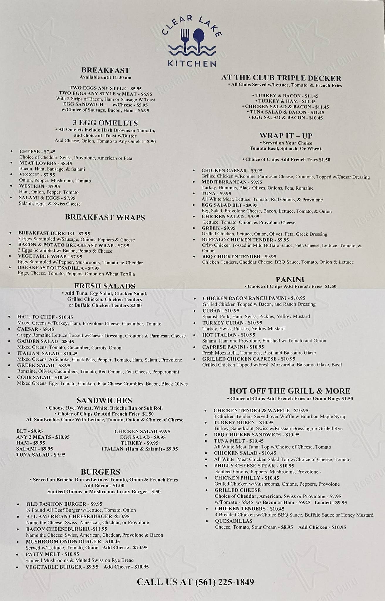 Menu at Clear Lake Kitchen (One Clearlake Centre) restaurant, West Palm ...