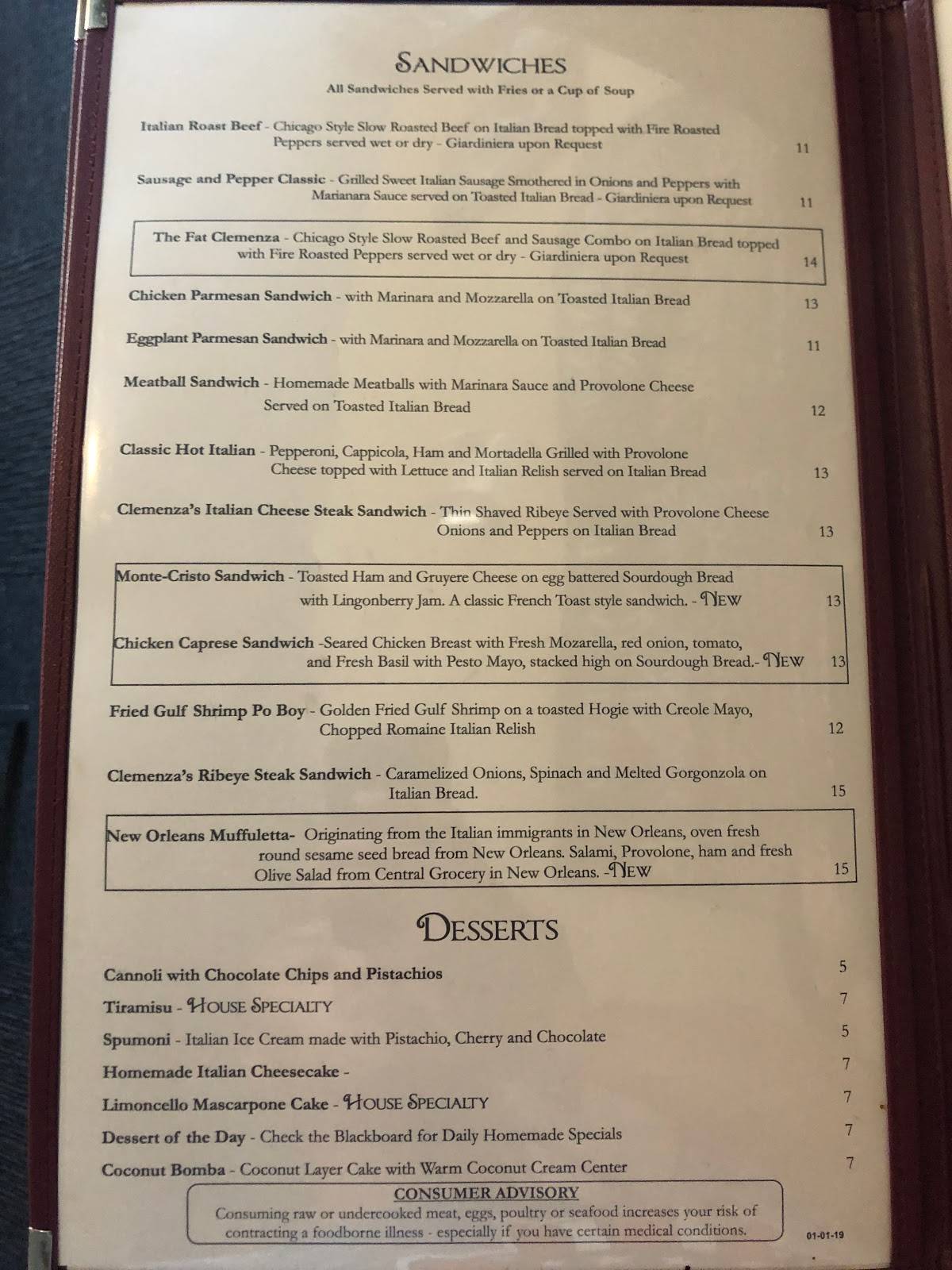 Menu at Clemenza's at Uptown pizzeria, Fort Walton Beach, 75 Eglin Pkwy ...