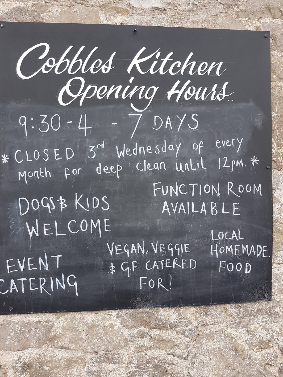 Menu at The Cobbles Collective cafe, Bridgend