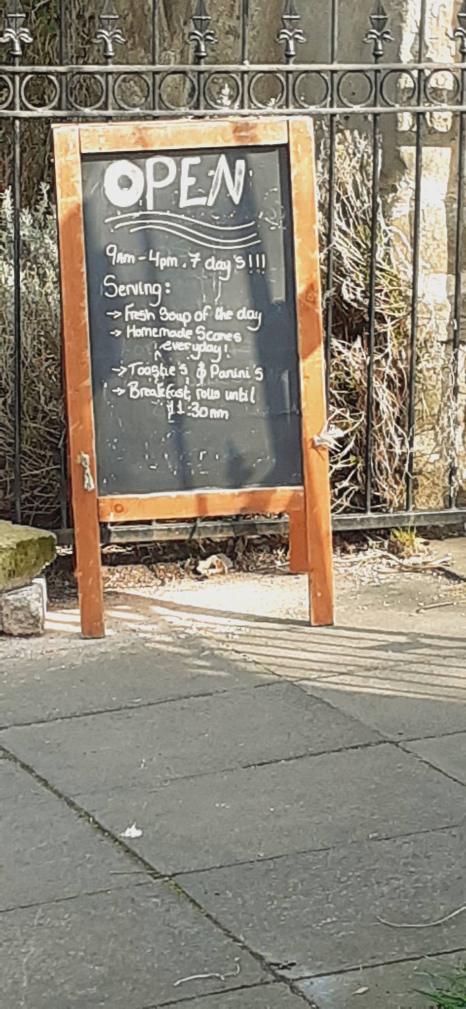 Menu at Cockenzie House and Gardens cafe, Prestonpans
