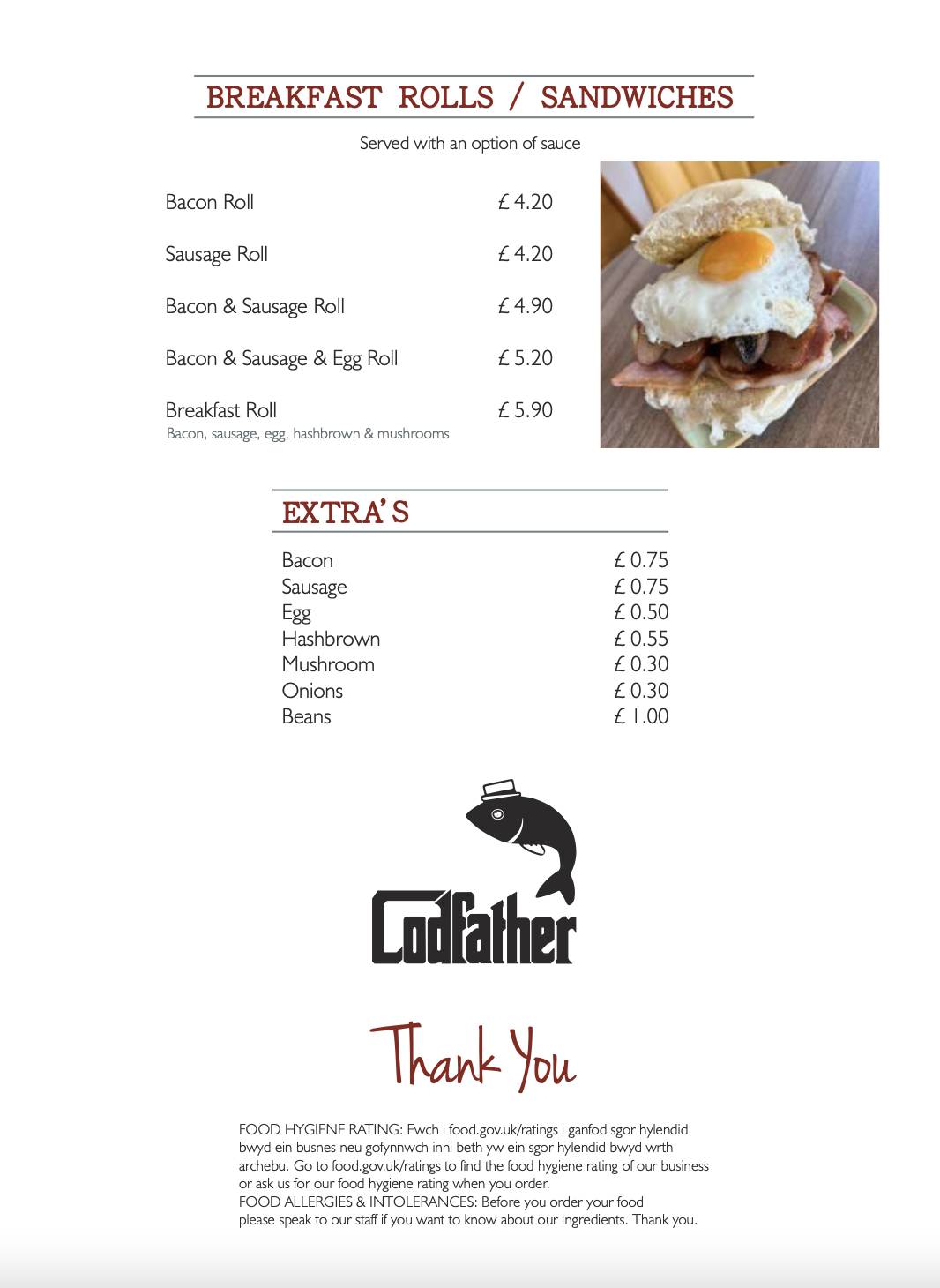 Menu at Codfather & The Pearl Restaurant, Blackwood