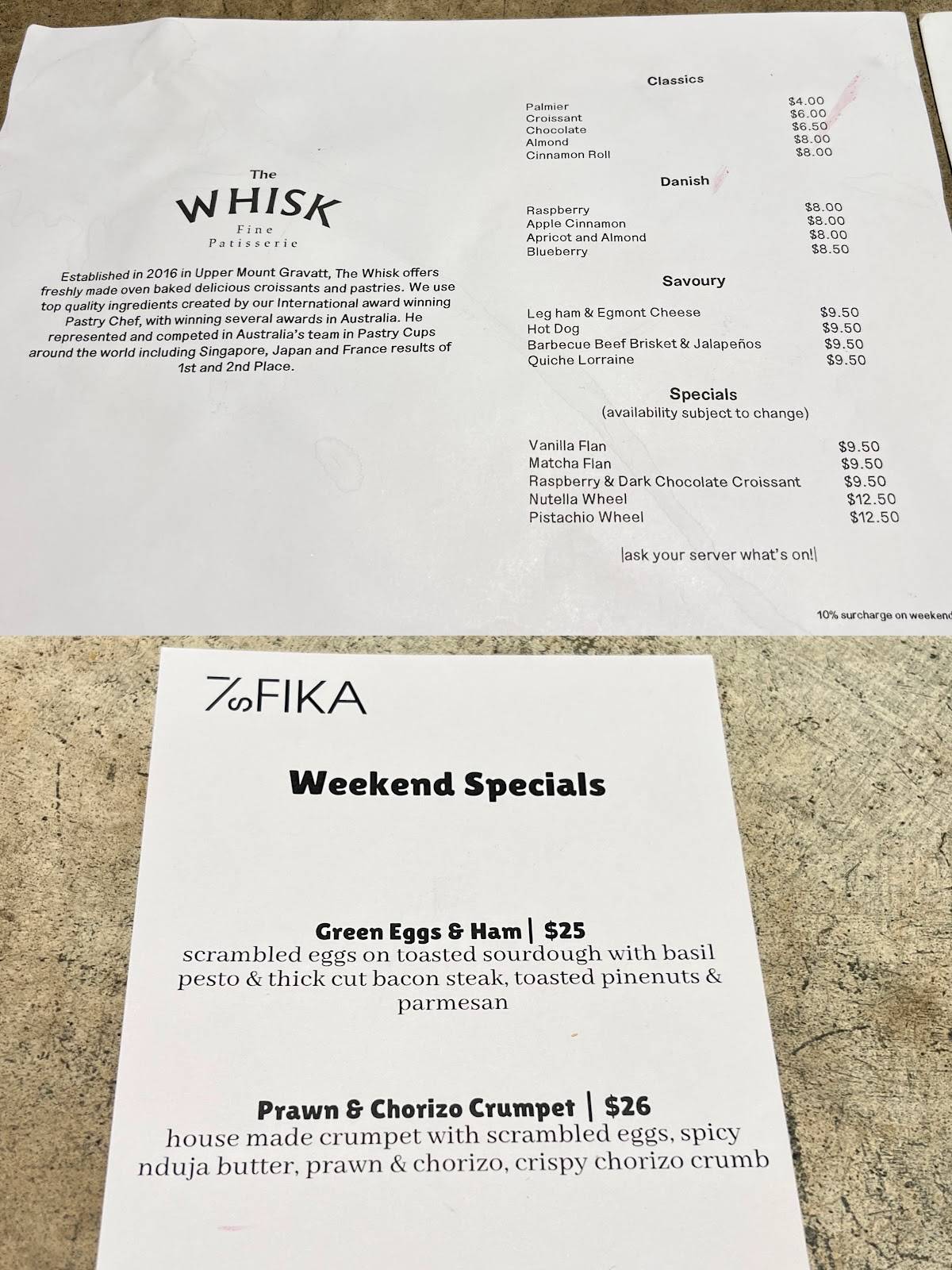 Menu at Coffee Anthology cafe, Brisbane City, 155 Charlotte St