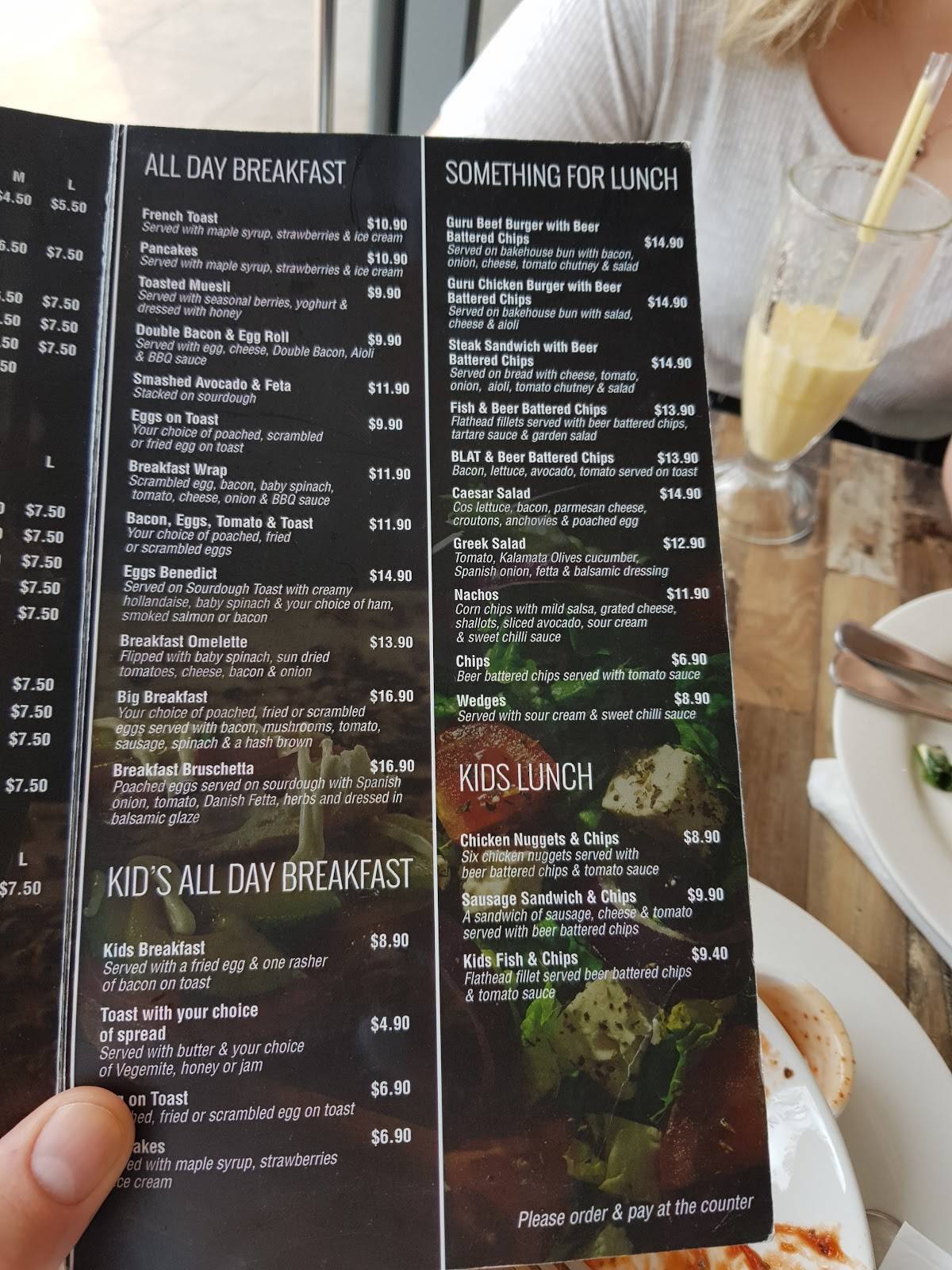 Menu at Coffee Guru Amaroo cafe, Amaroo