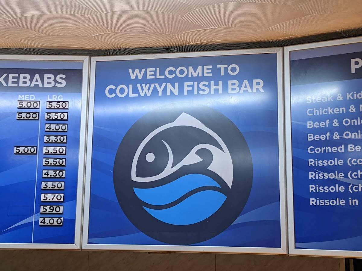 Menu at Colwyn Fish Bar, Swansea