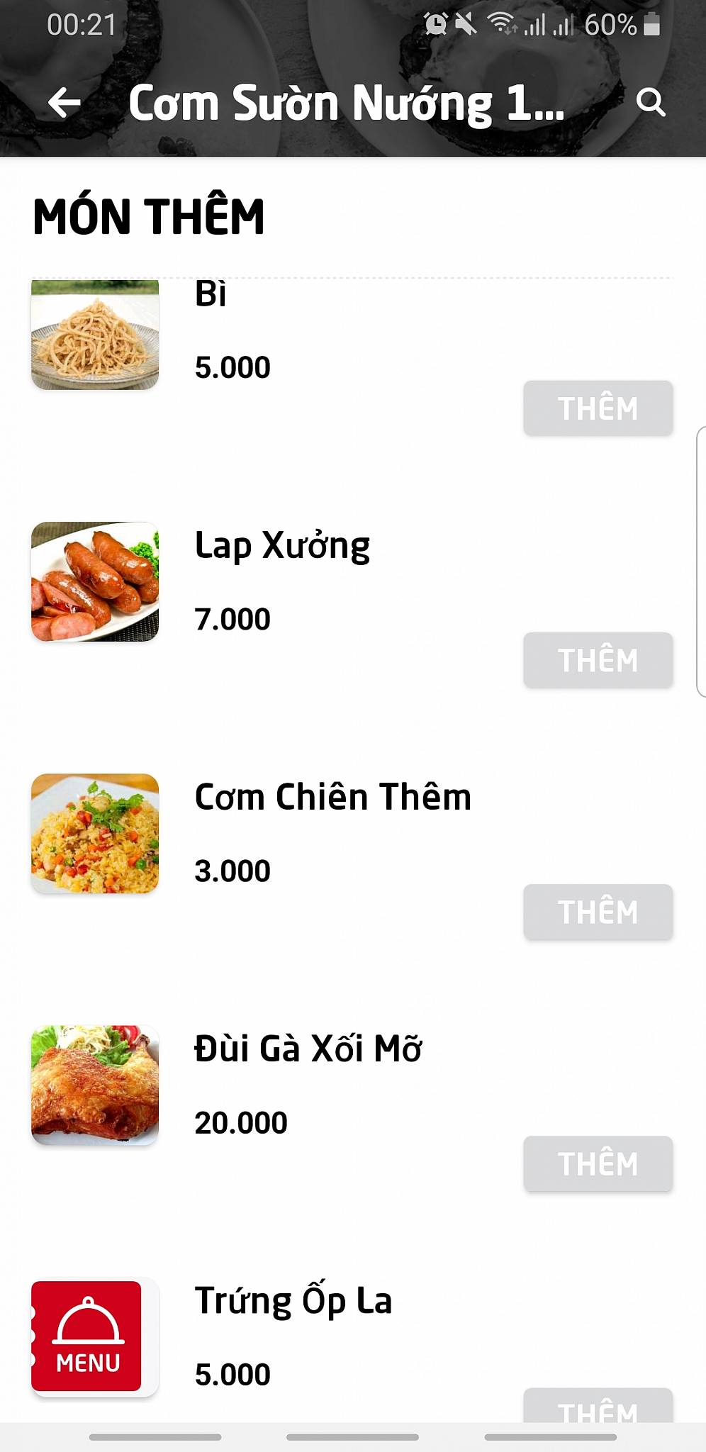 Menu at Cơm sườn nướng 102 restaurant, Ho Chi Minh City