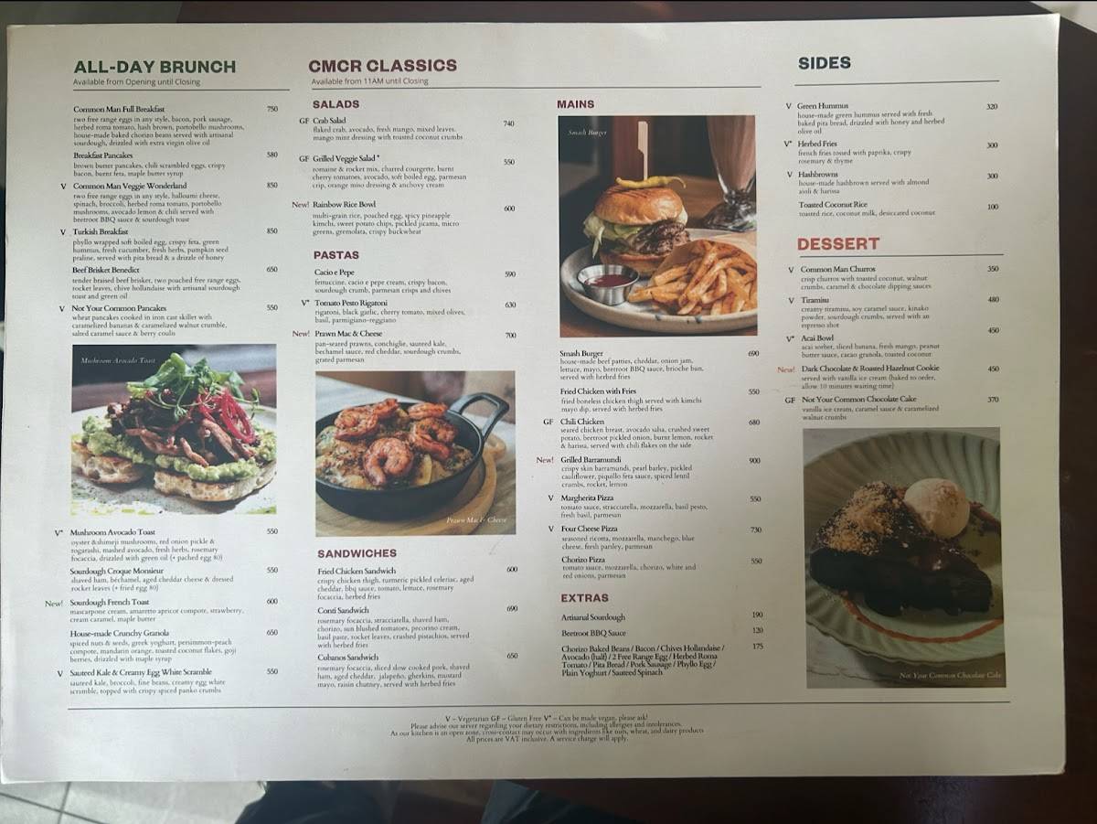 Menu at Common Man Coffee Roasters restaurant, Makati