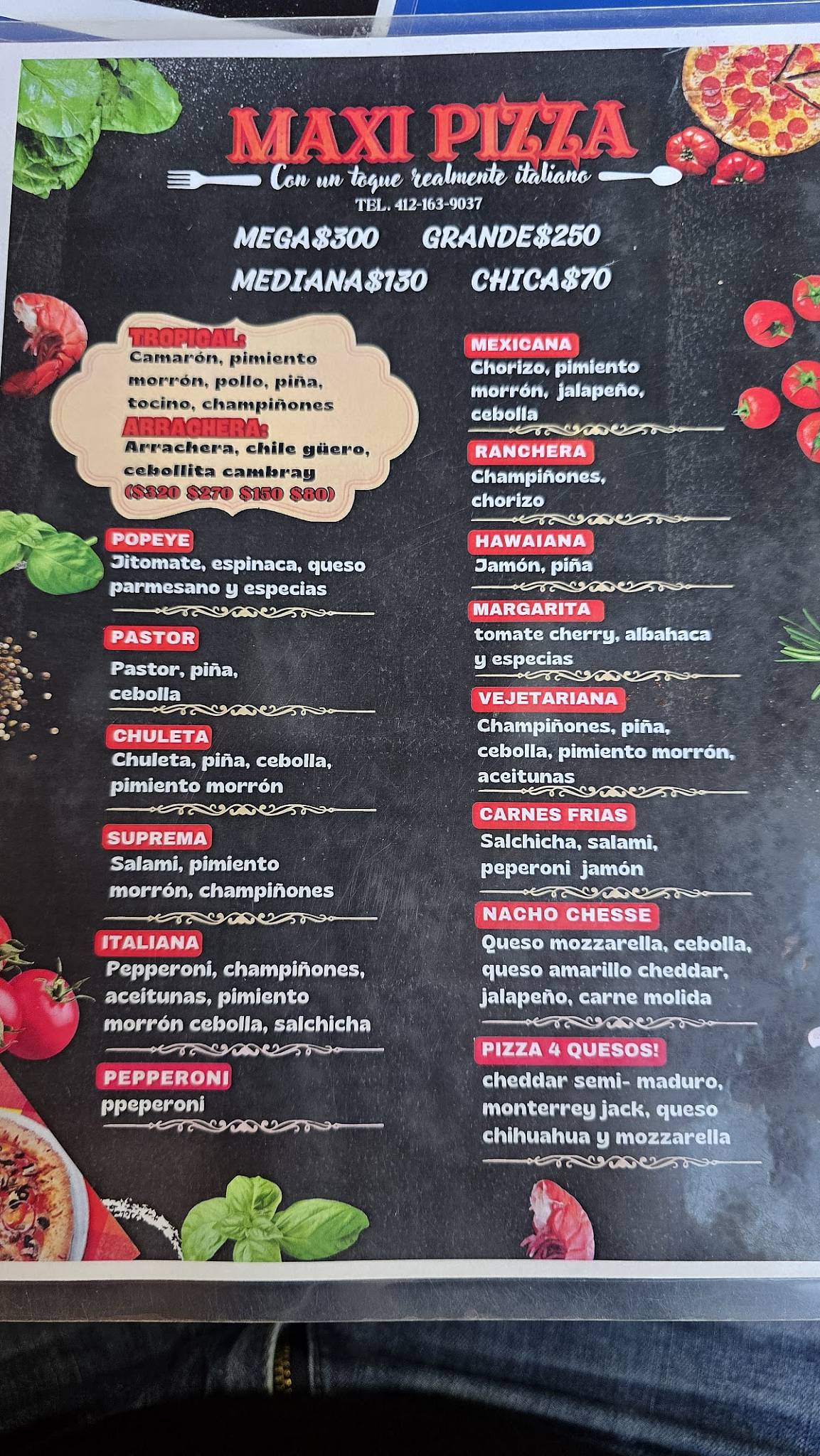 Carta del restaurante Maxi Pizza, Comonfort
