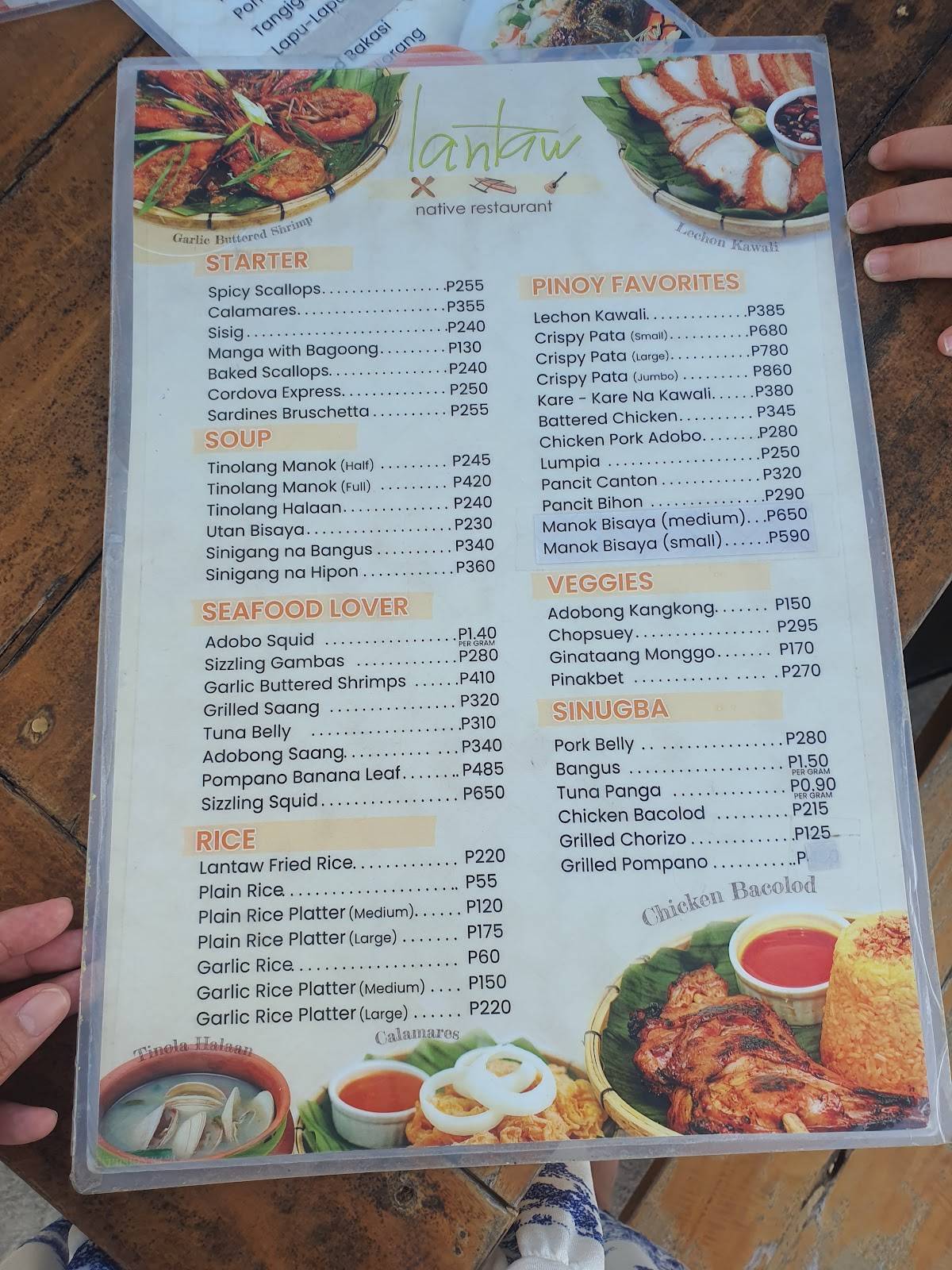 Menu at Lantaw Seafood and Grill restaurant, Compostela