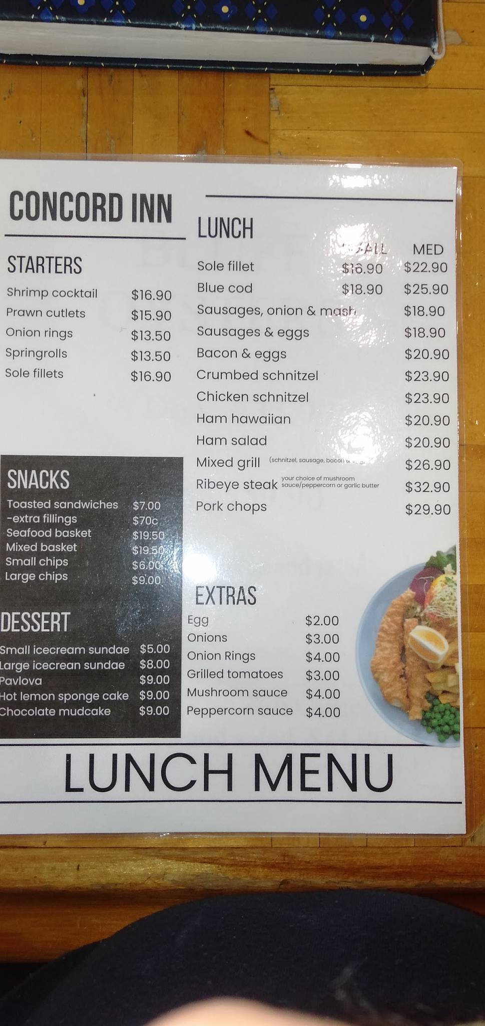 Menu at Concord Inn restaurant, Dunedin, Concord Shopping Centre 12 ...