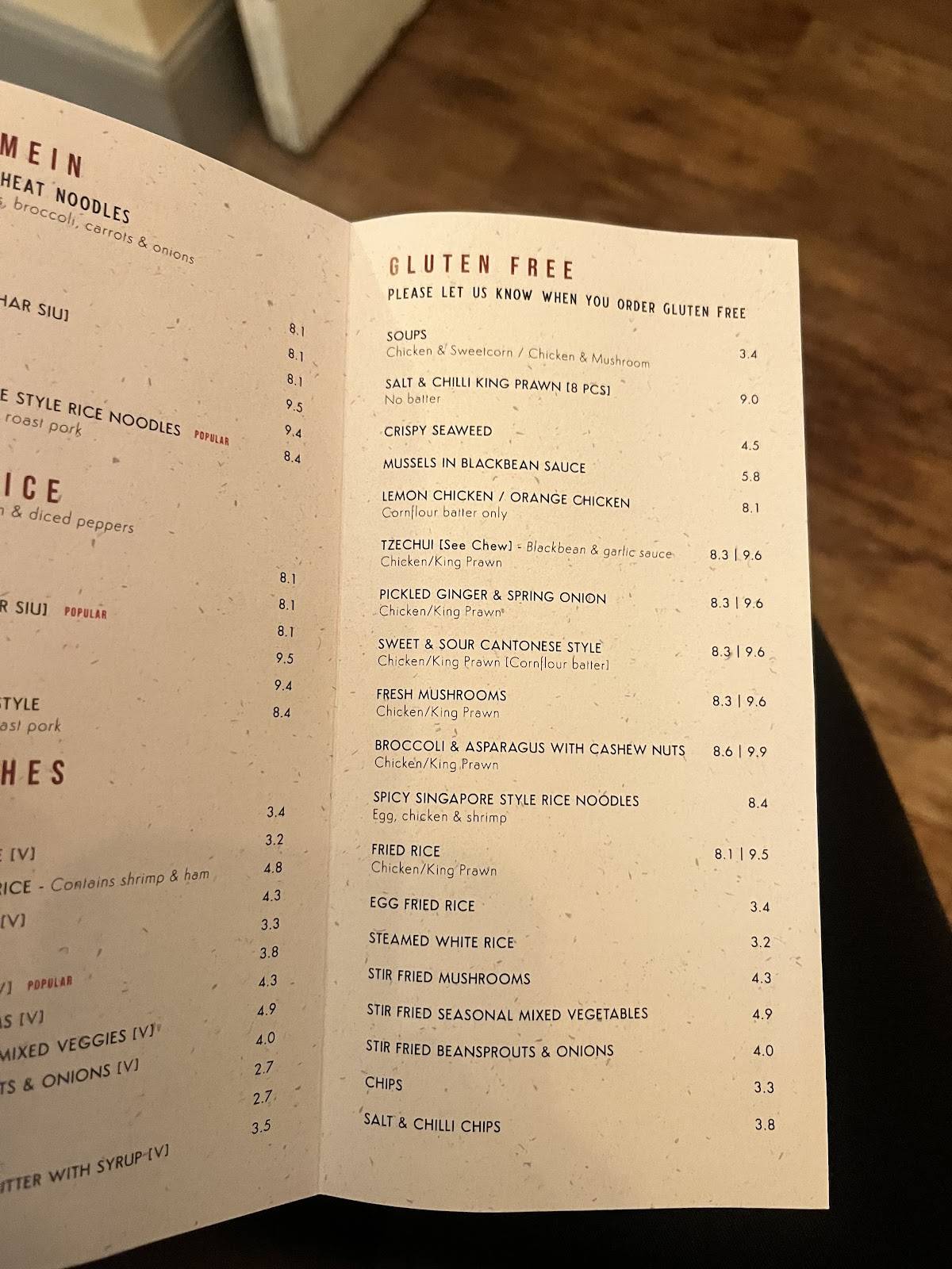 Menu at Cool Jade restaurant, Edinburgh