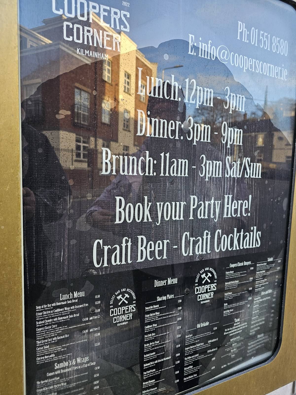 Menu at Coopers Corner pub & bar, Dublin