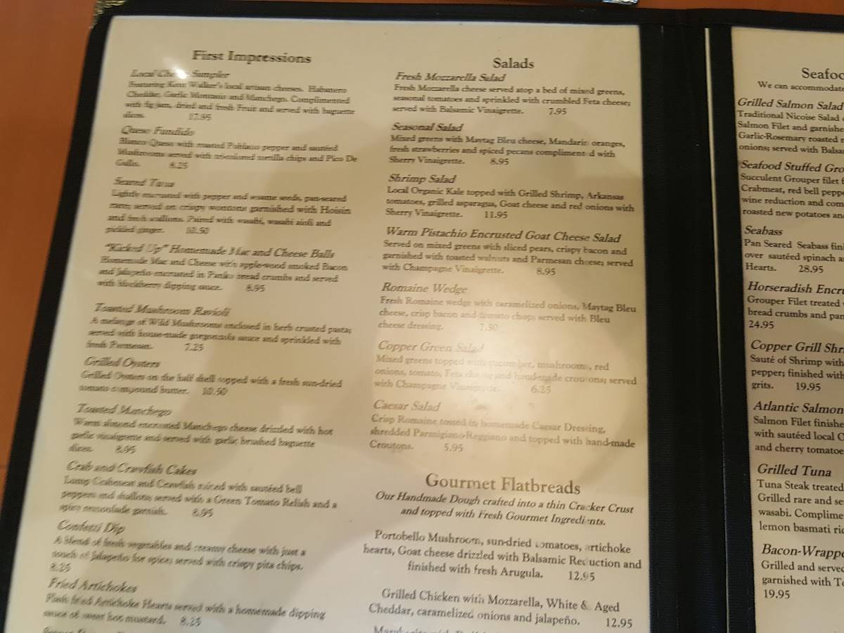 Menu at Copper Grill pub & bar, Little Rock, 300 E 3rd St # 101