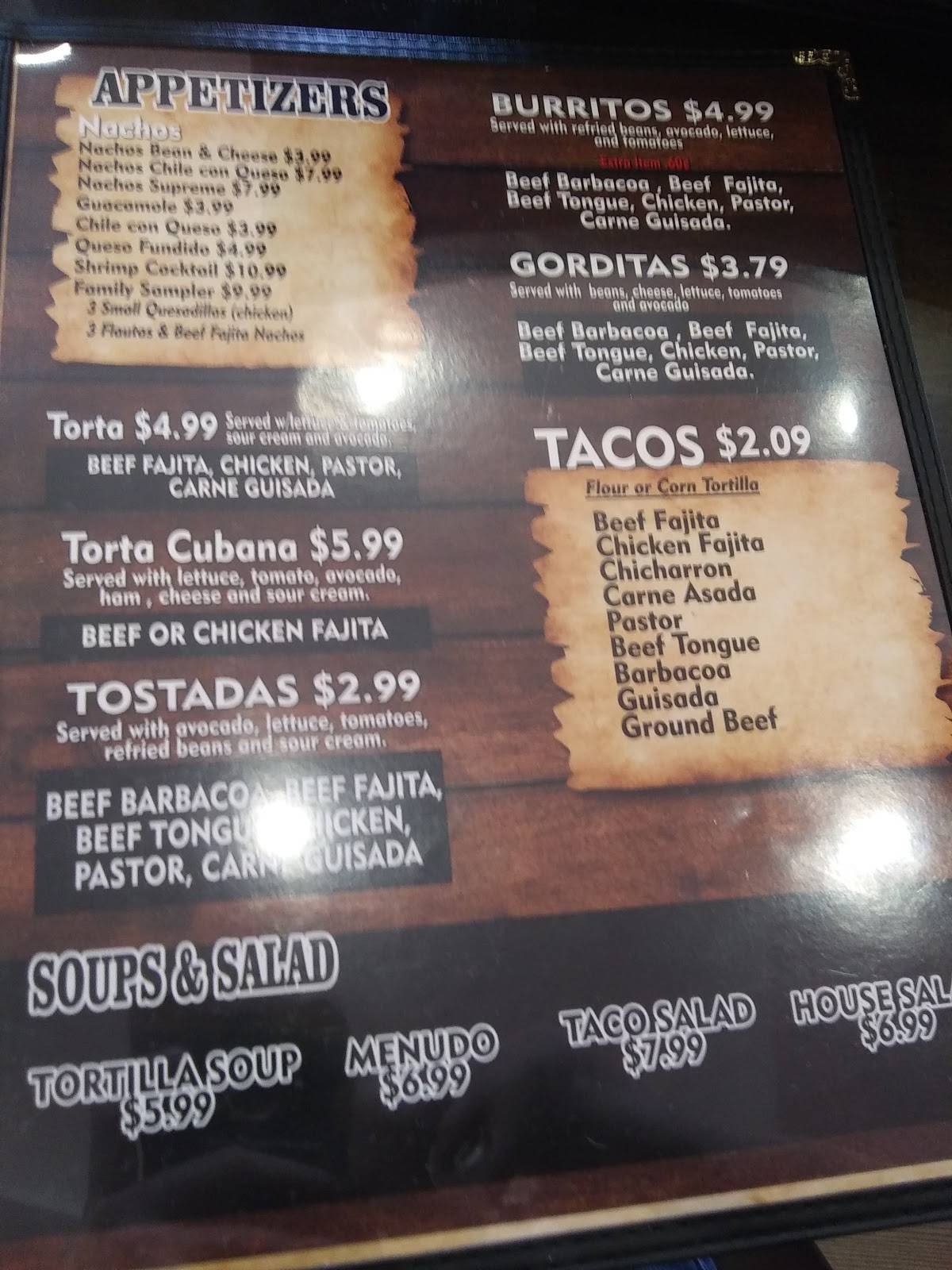 Menu at El Corral Restaurant, Copperas Cove