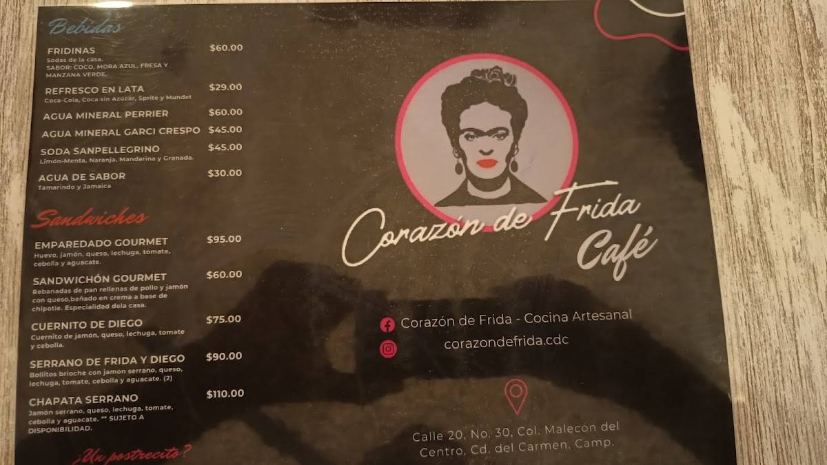 Carta del restaurante Corazón del Frida - Cocina Artesanal Mexicana ...
