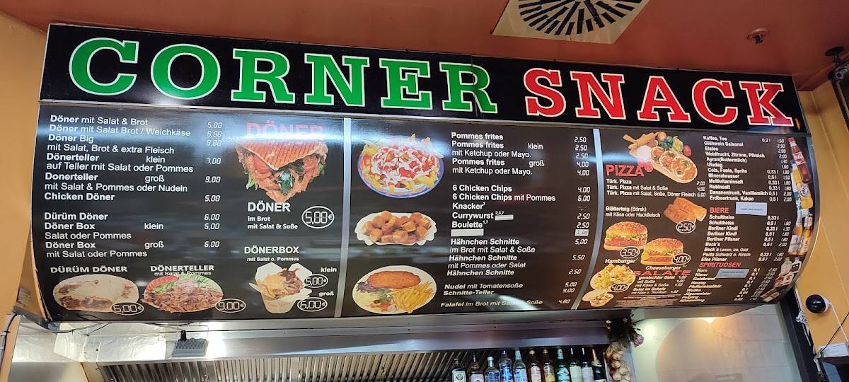 Menu at Corner Snack Döner Imbiß restaurant, Berlin