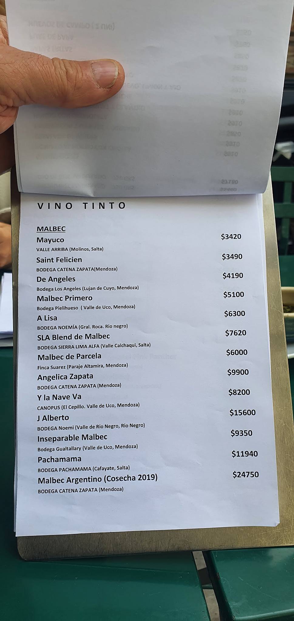Carta de Restaurante Corte Comedor, Buenos Aires, Av. Olazábal 1391