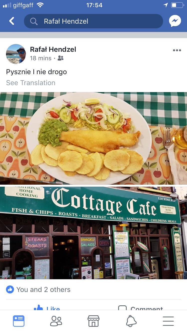 Menu at Cottage Café restaurant, Blackpool, 28 Foxhall Rd